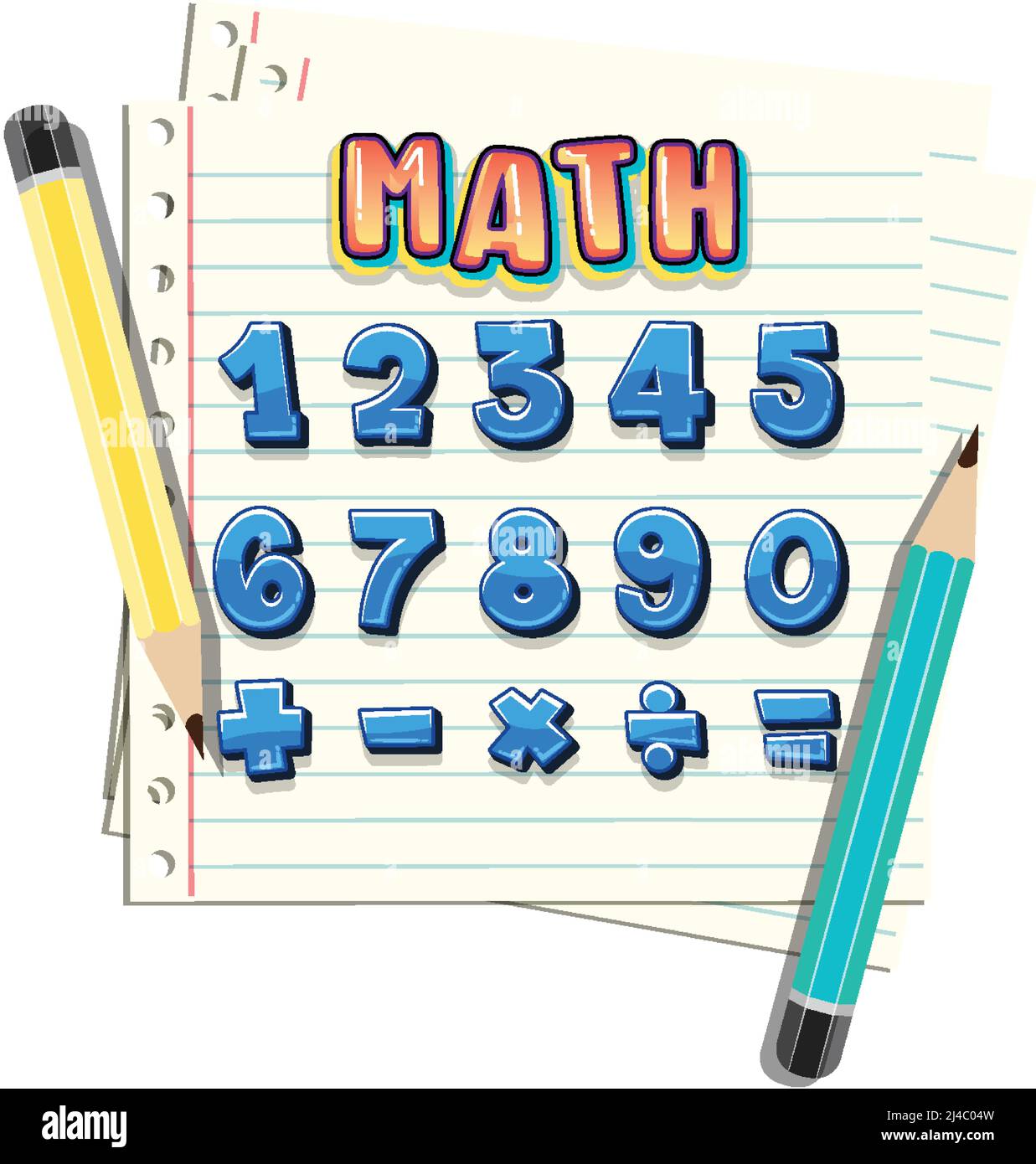 Counting number 0 to 9 and math symbols illustration Stock Vector Image ...