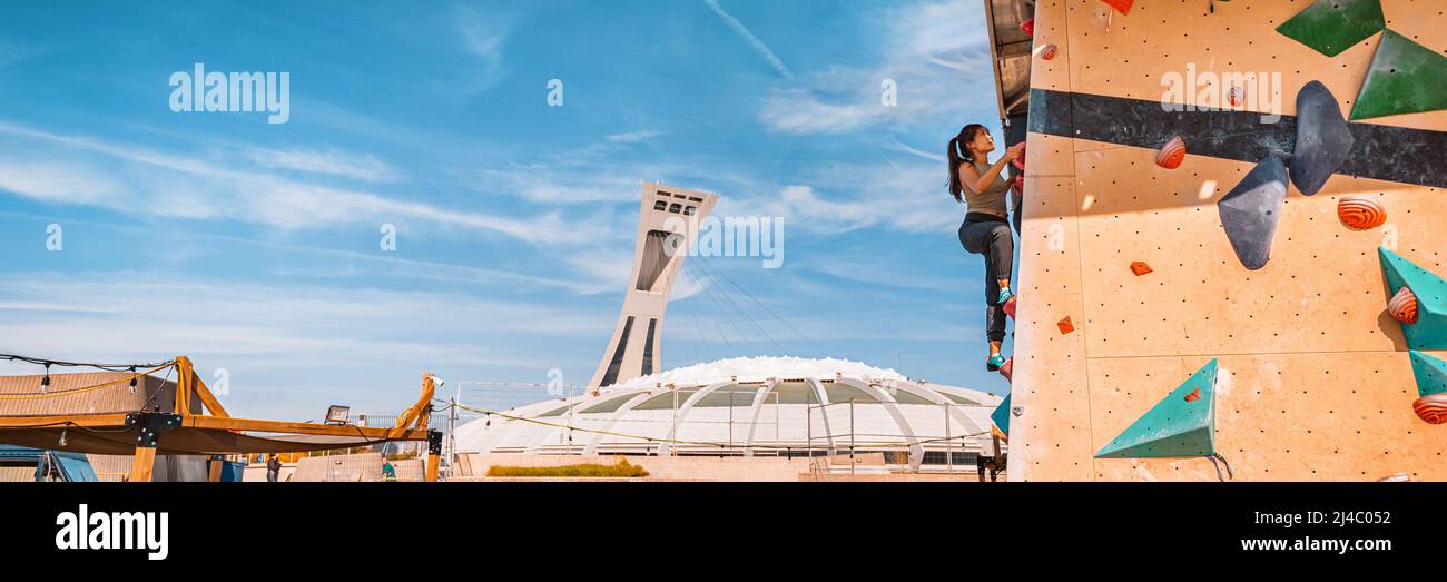 Montreal stadium landscape view from bouldering gym wall outside ...