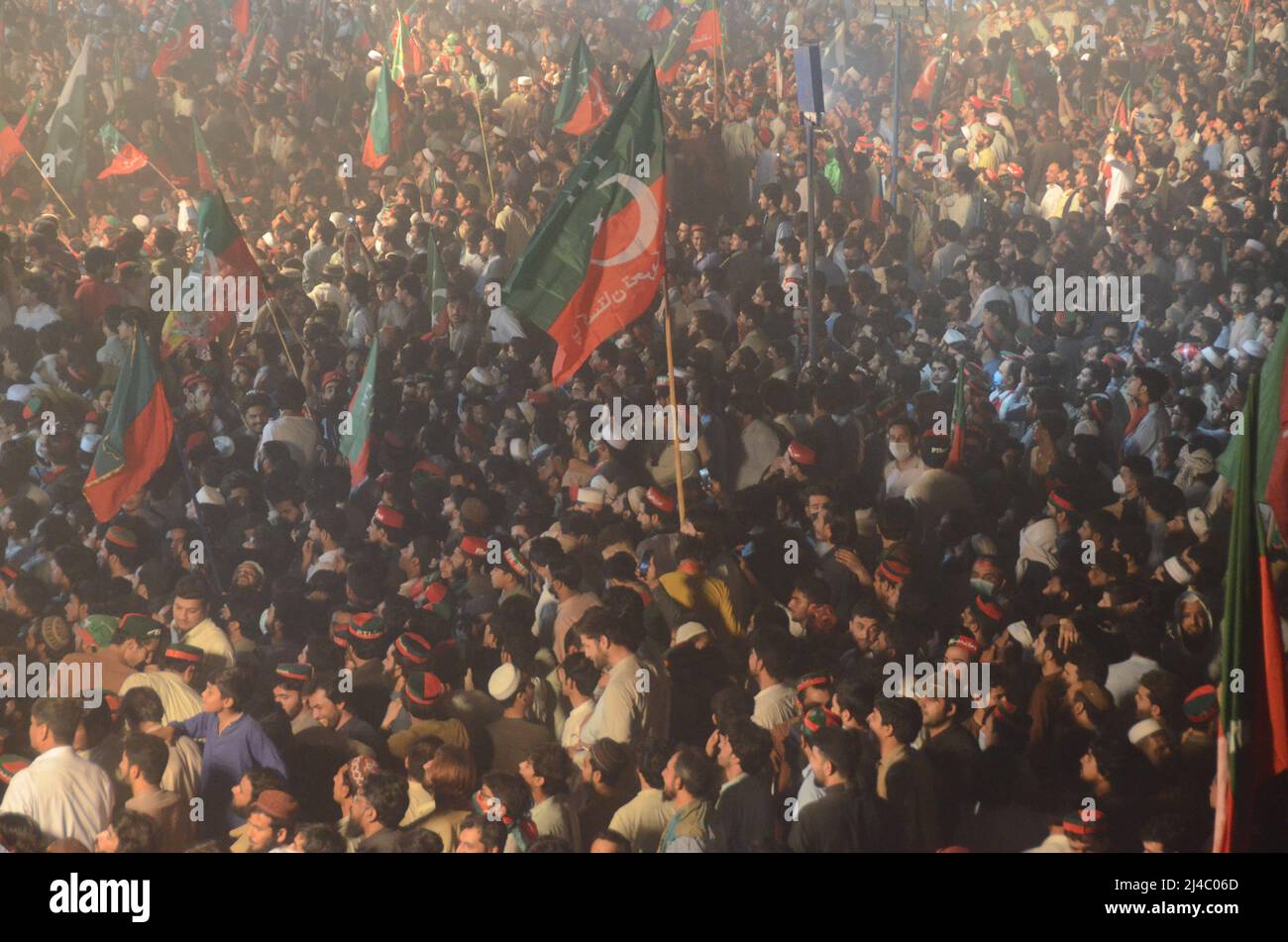 Peshawar, Pakistan. 13th Apr, 2022. Supporters of ousted Pakistan's ...