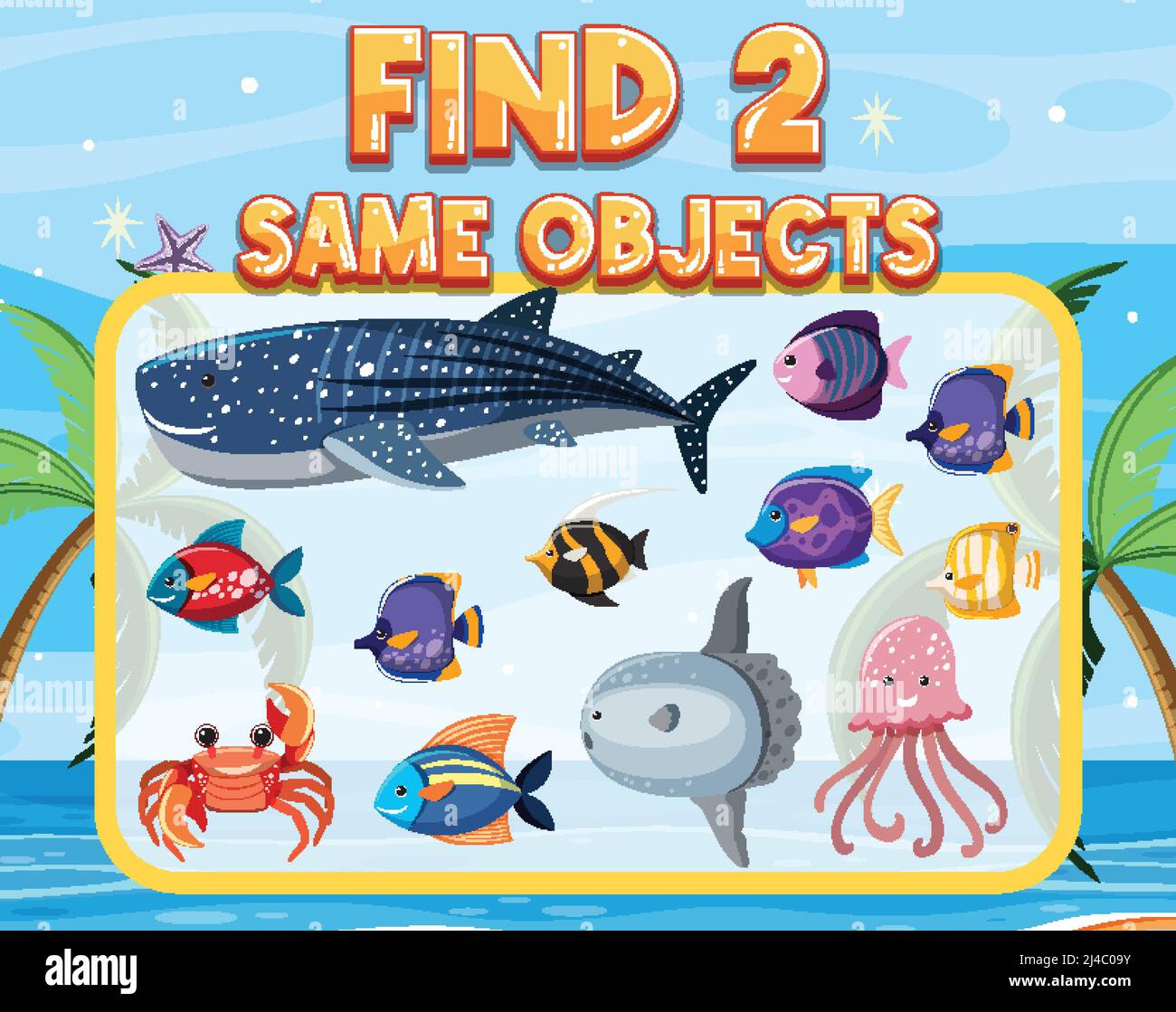Find 2 same object worksheet for children illustration Stock Vector ...