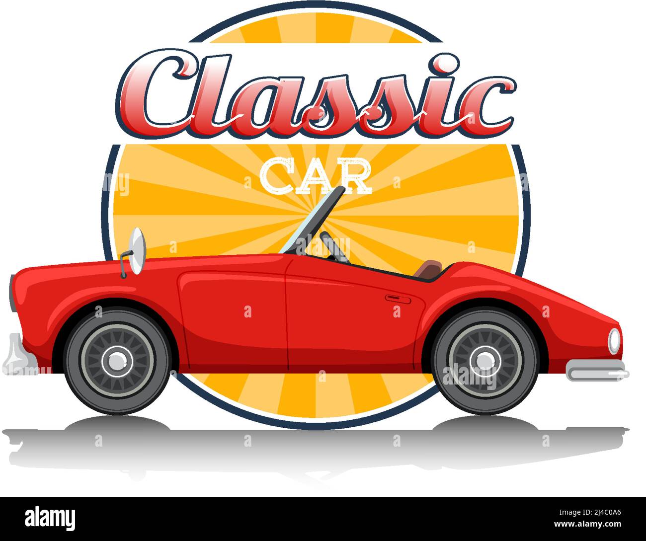 Classic car logo with classic car on white background illustration ...