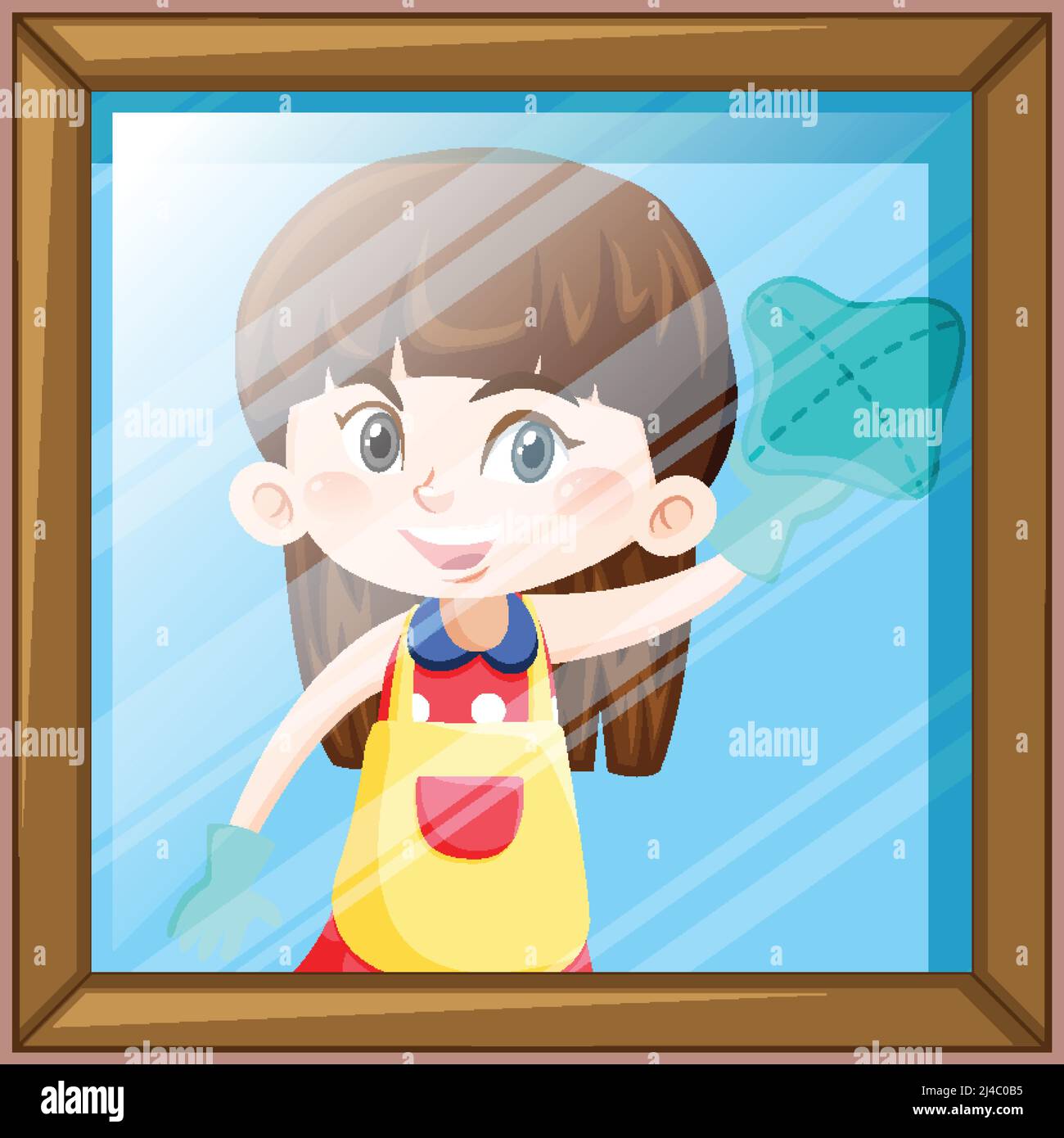 Girl cleaning mirror window illustration Stock Vector Image & Art - Alamy