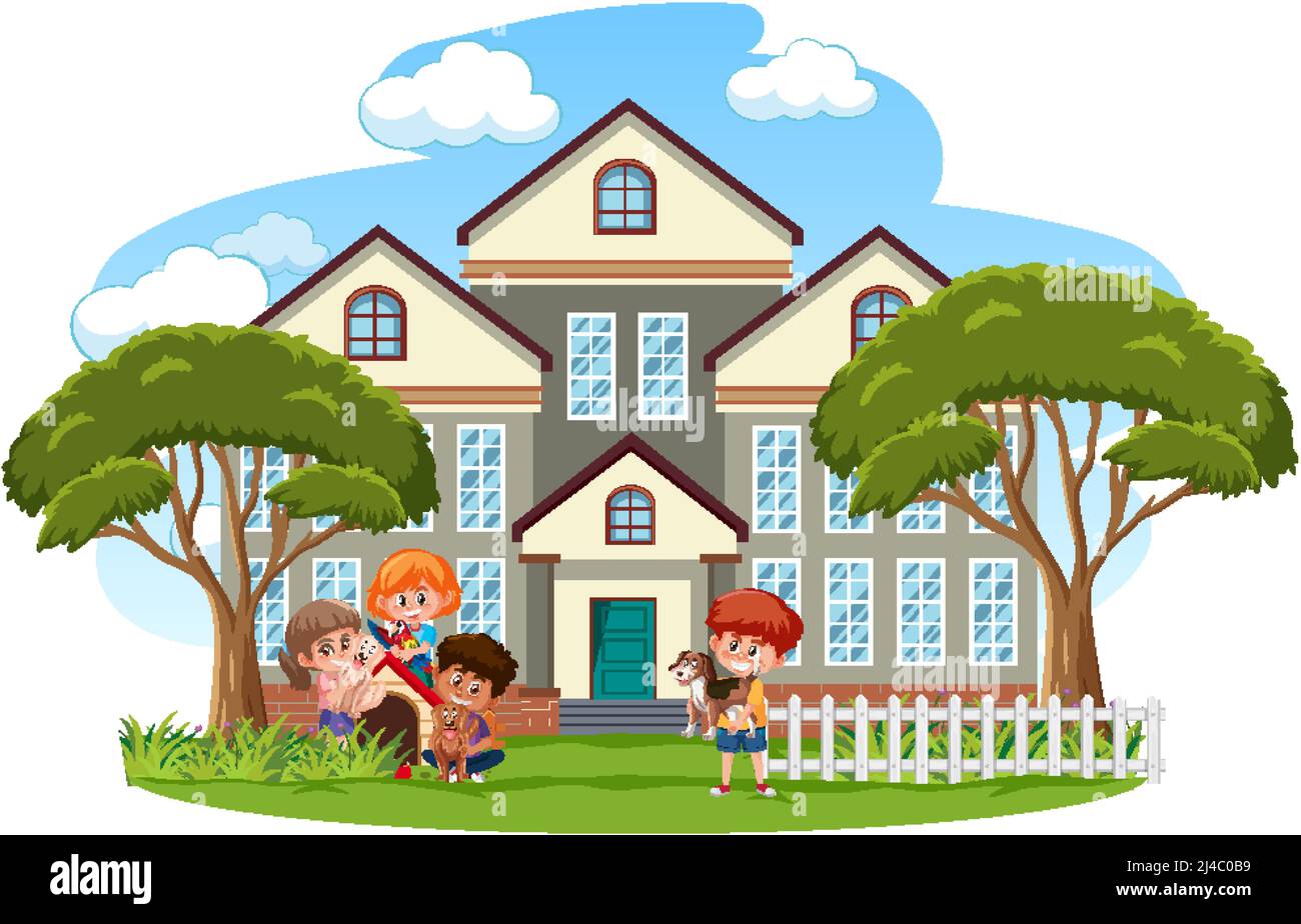 Isolated scene with people cartoon character illustration Stock Vector ...