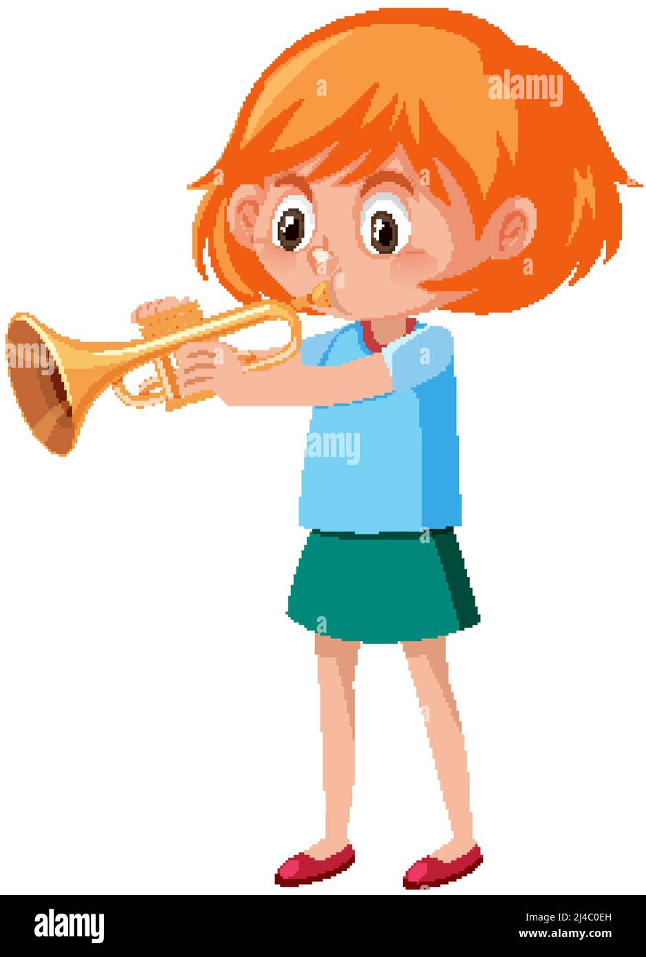Cute girl playing trumpet illustration Stock Vector Image & Art - Alamy