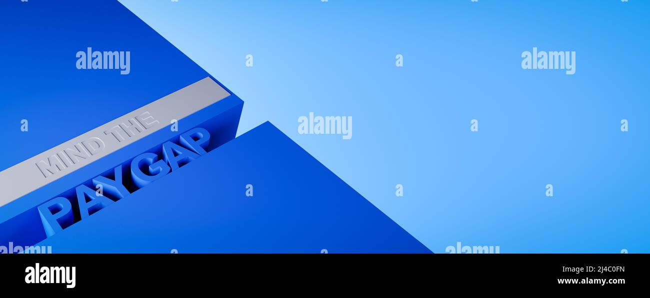 Mind the pay gap, 3D illustration, wages inequality due to gender ...