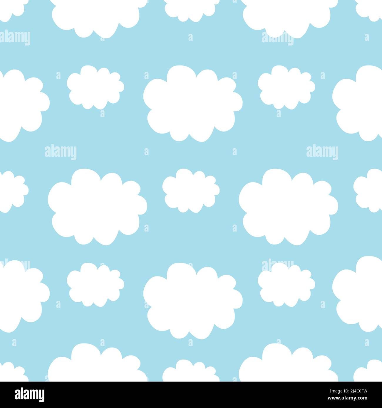Hand Drawn Abstract Clouds isolated on a blue background. Simple bubble ...