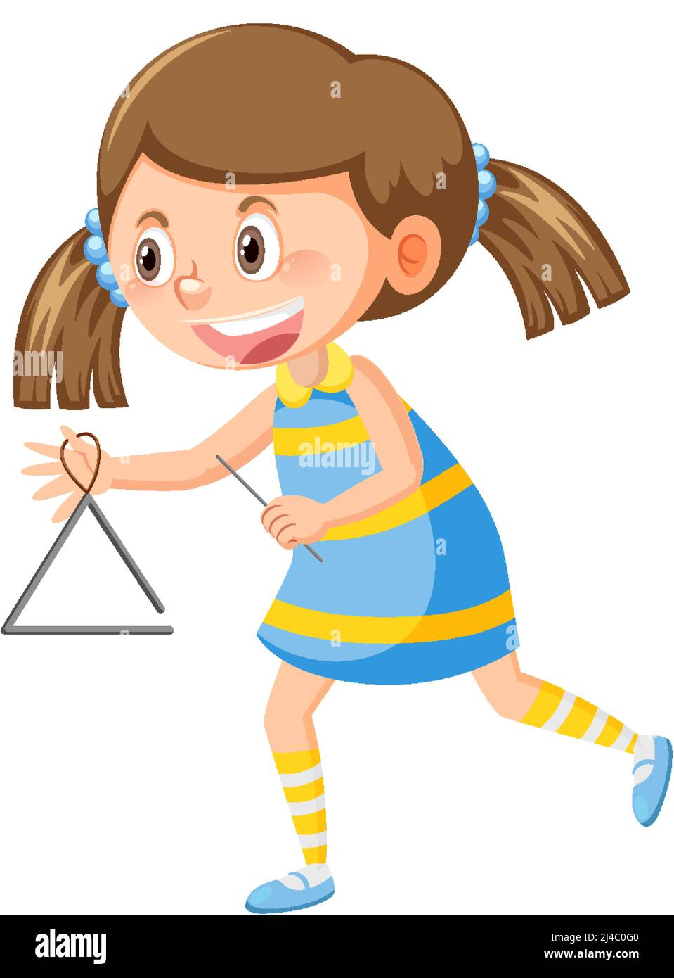 Girl with triangle music instrument illustration Stock Vector Image ...