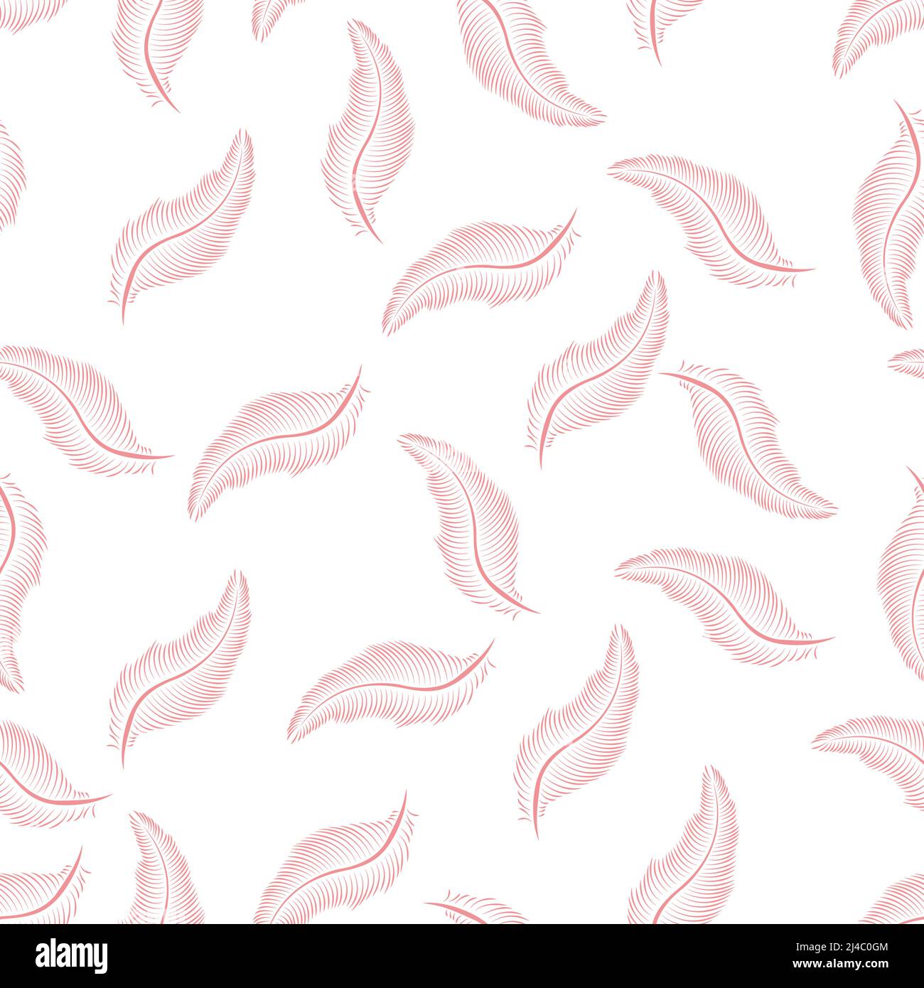 Hand drawn Pink Feather Seamless pattern. Repeatable illustration ...