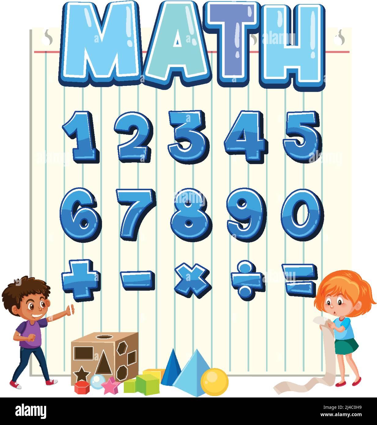 Counting number 0 to 9 and math symbols illustration Stock Vector Image ...