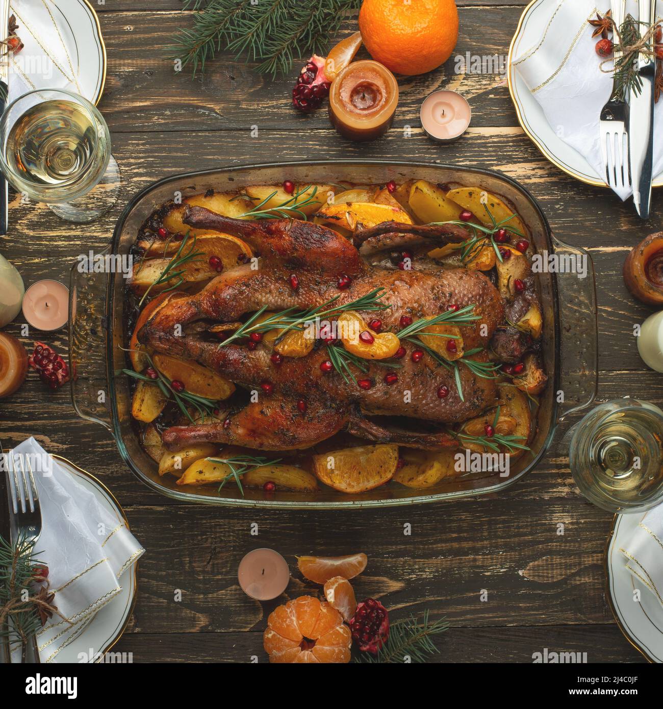 Christmas Family Dinner Table Concept, Flat-lay Stock Photo - Alamy