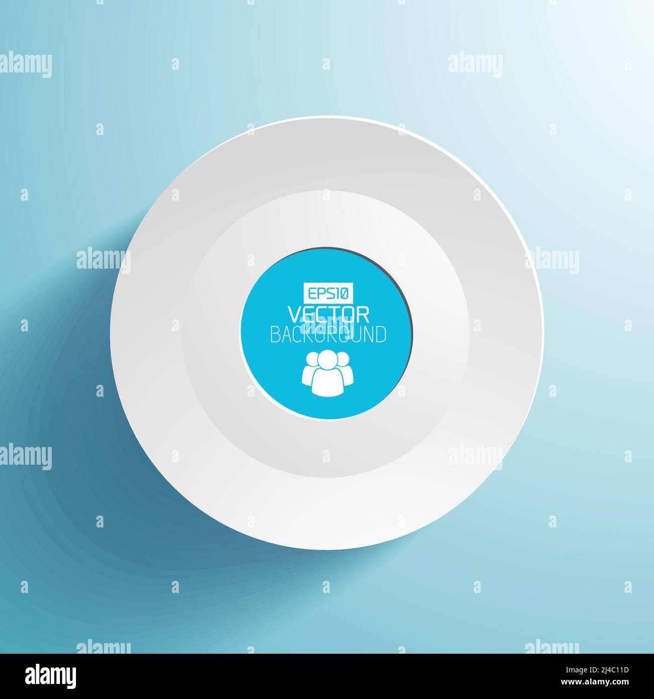 Abstract business template with round button people icon on light blue ...