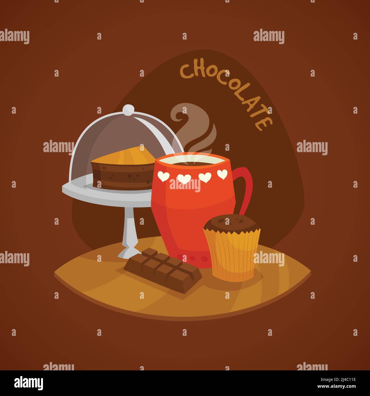 Design concept set of chocolate products made in cartoon style vector ...