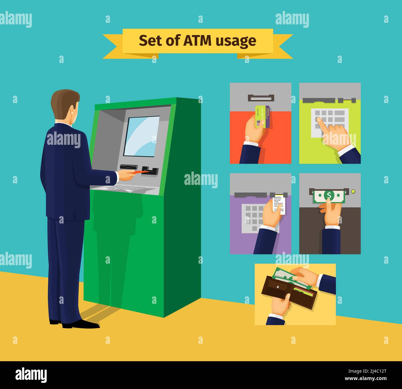 ATM machine. Payments and receive money. Vector illustration Stock ...