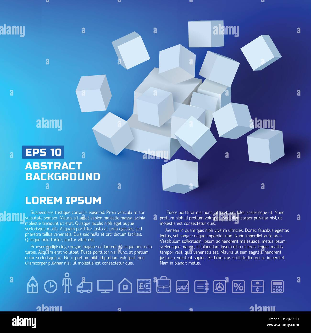 Abstract business geometric poster with gray 3d cubes squares line ...