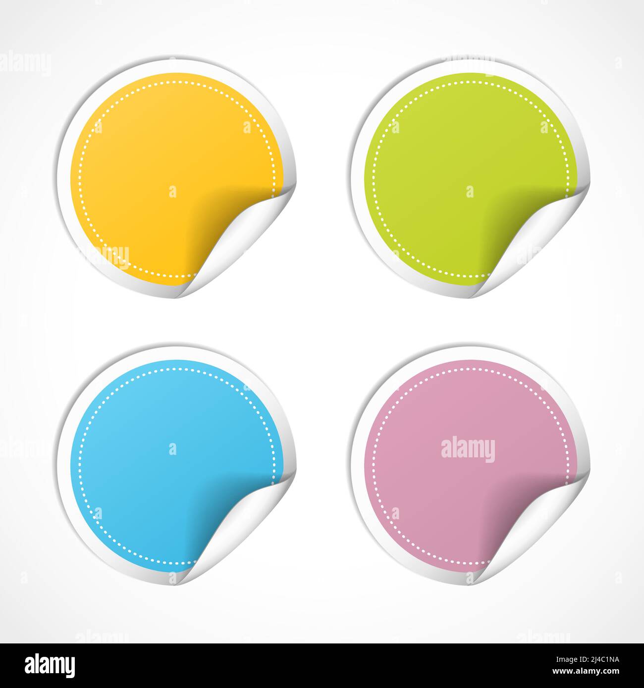 Vector round stickers with curled edge isolated on white background ...