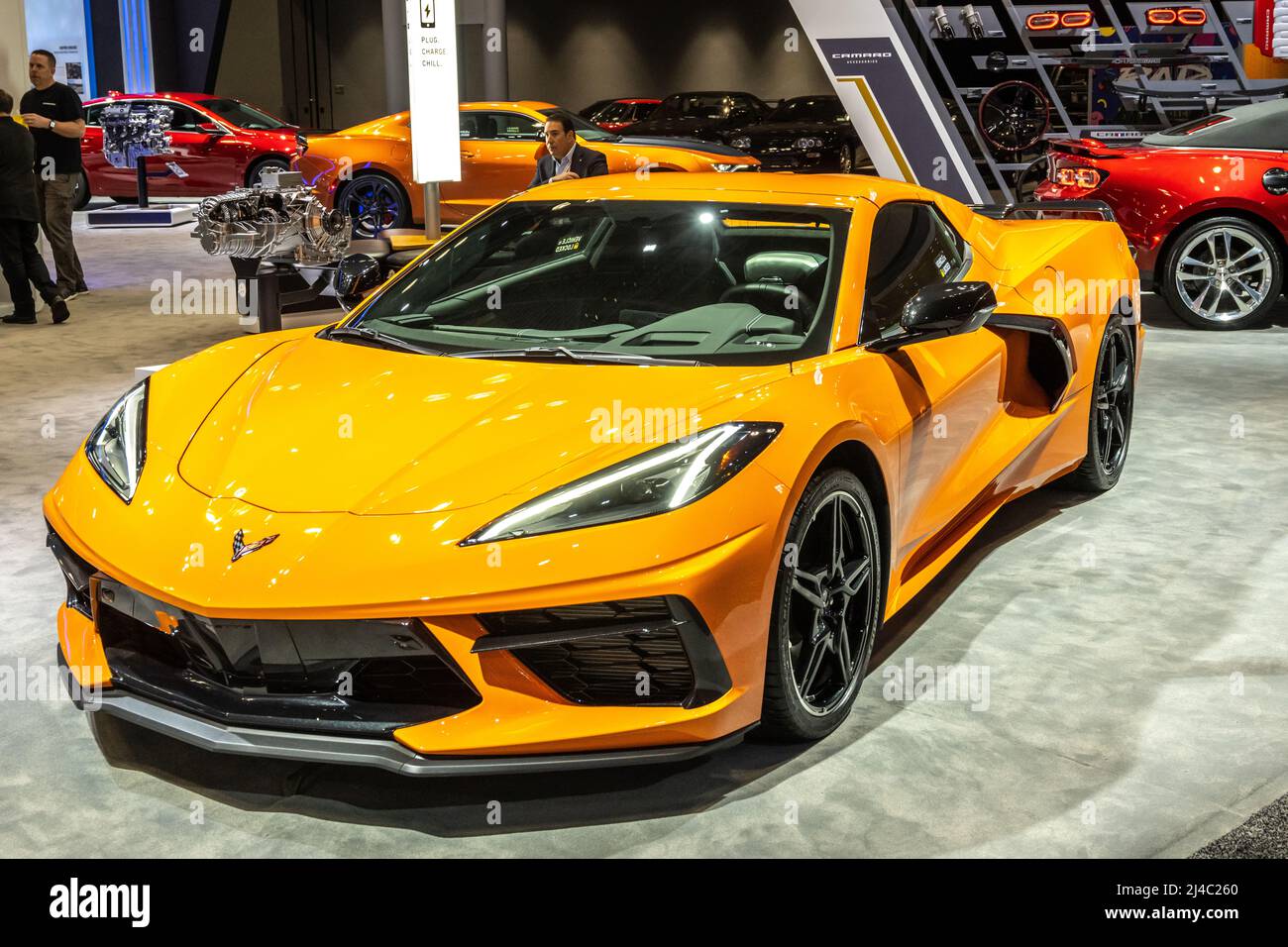 New York, USA. 13th Apr, 2022. A new 2023 Chevrolet Corvette Z06 on display at the 2022 New York ...