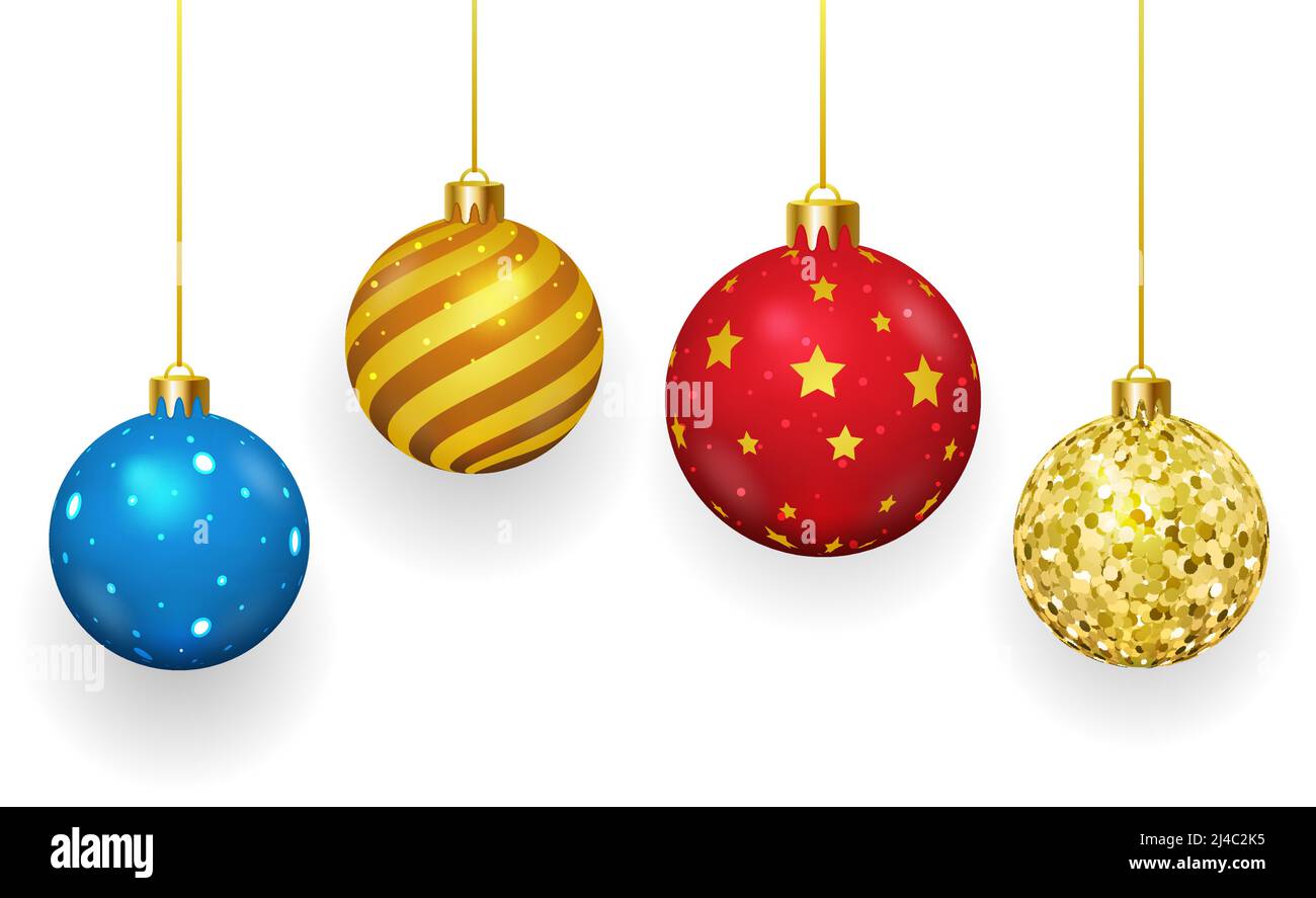 Christmas balls on white background. Xmas and ornament, winter season ...