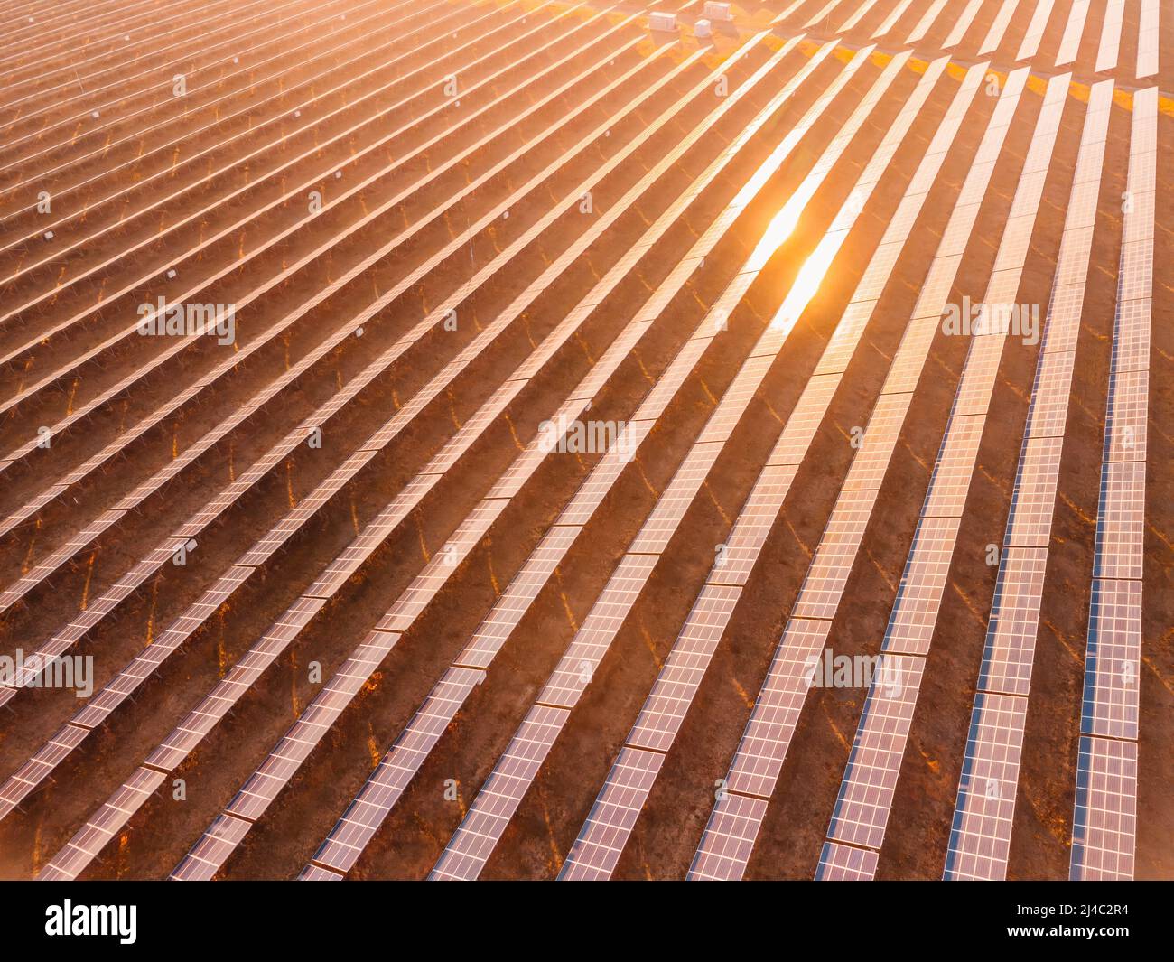 Aerial top view of a solar panels power plant. Photovoltaic solar ...