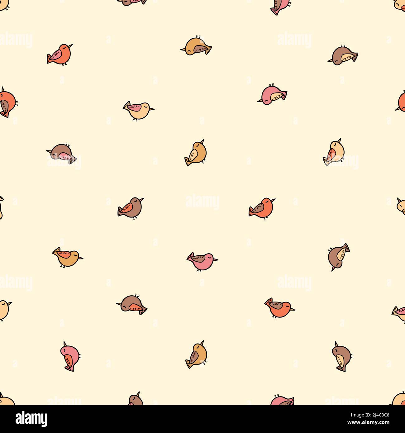 Seamless pattern with funny colorful birds. Color flat vector ...