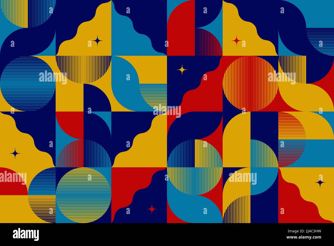 Retro Future Art inspired vector pattern artwork made with abstract ...