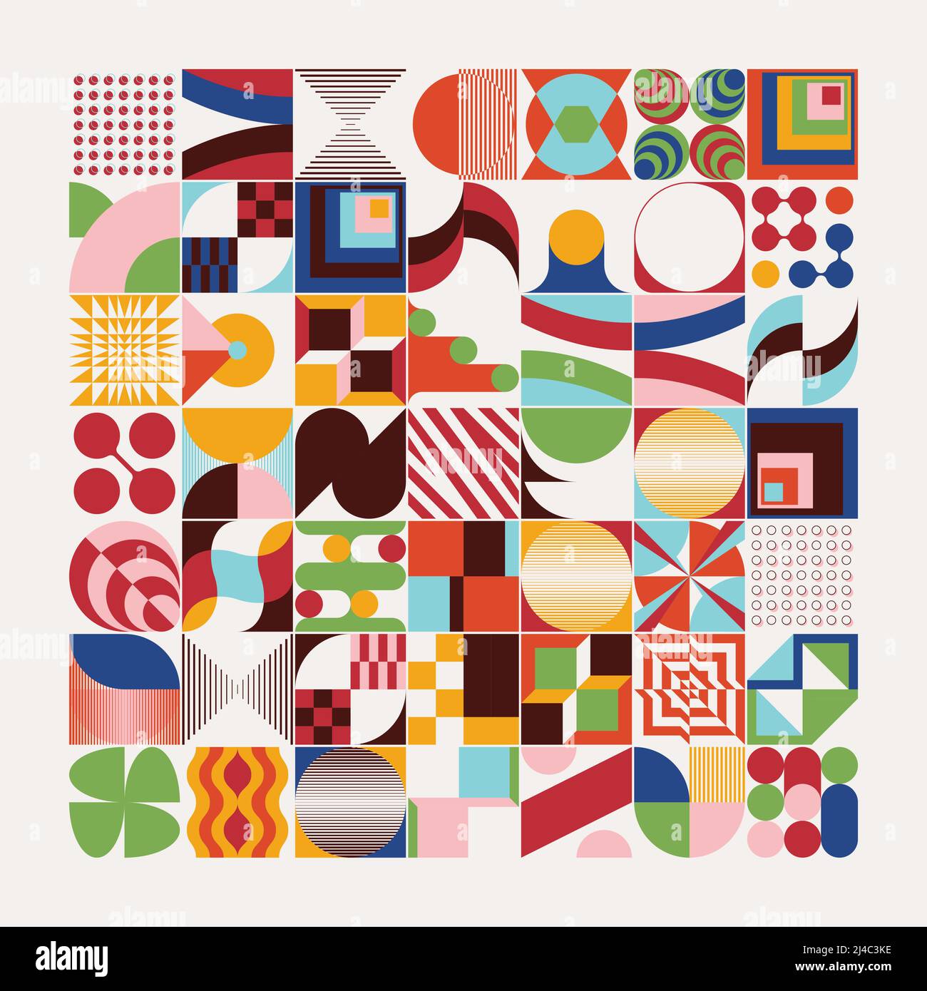 Mid-Century abstract vector pattern artwork made with various geometry ...