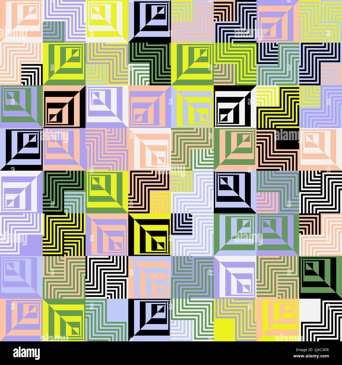 Modern mosaic pattern art made with abstract geometric shapes and ...