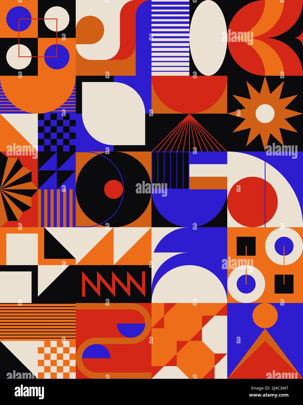 Digital collage graphics pattern made with vector abstract forms and ...