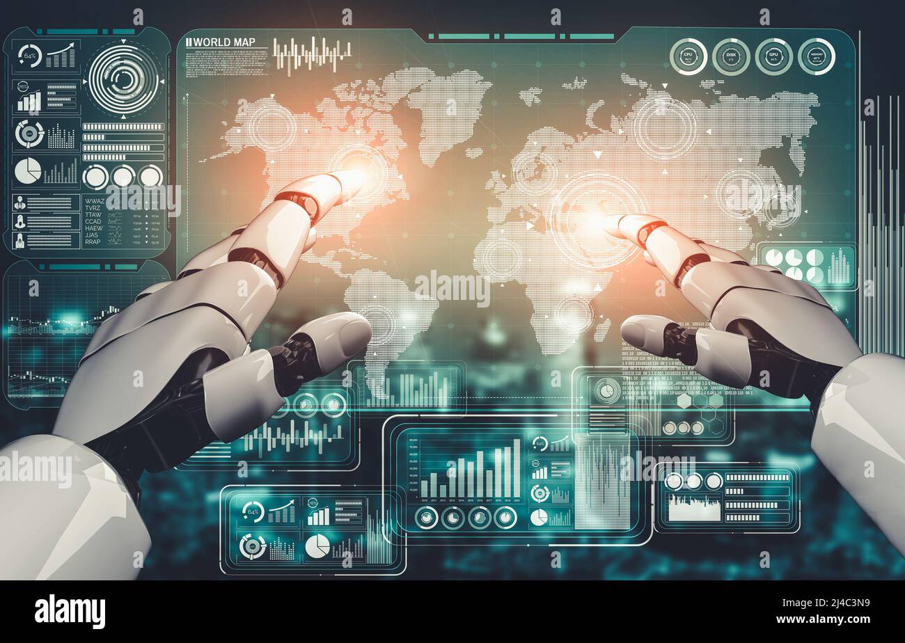 3D rendering artificial intelligence AI research of droid robot and ... 3D rendering artificial intelligence AI research of droid robot and ...