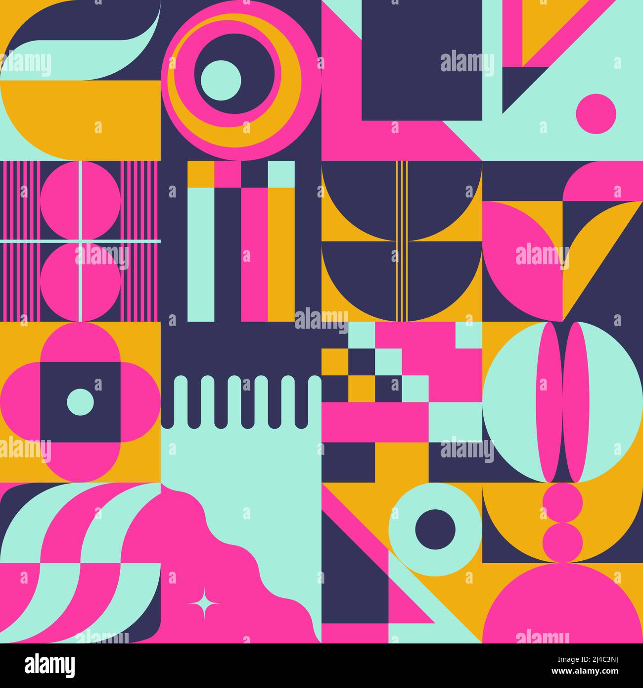 Retro Future Art inspired vector pattern artwork made with abstract ...