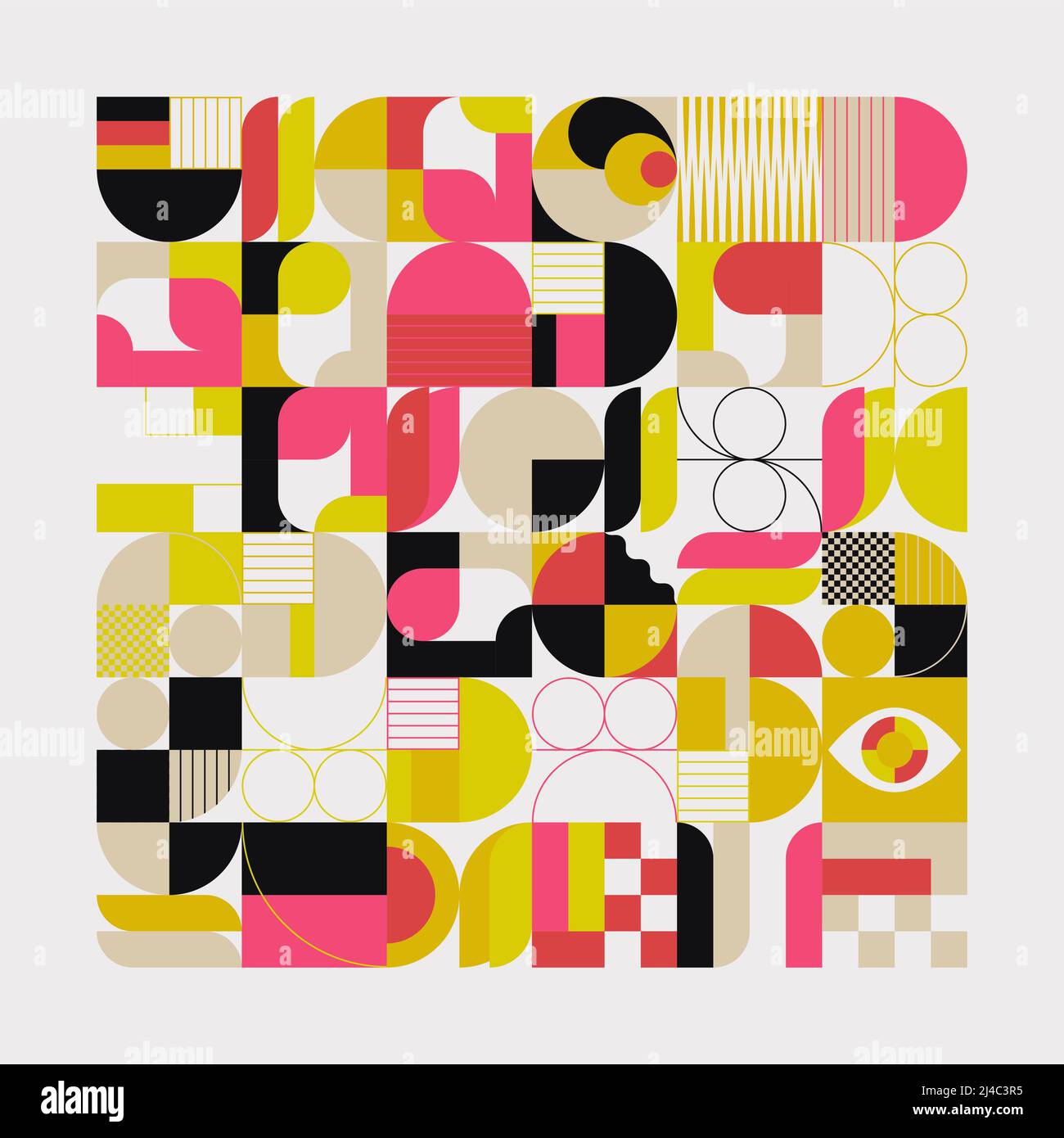 Modern Art pattern inspired by Bauhaus design made with abstract ...