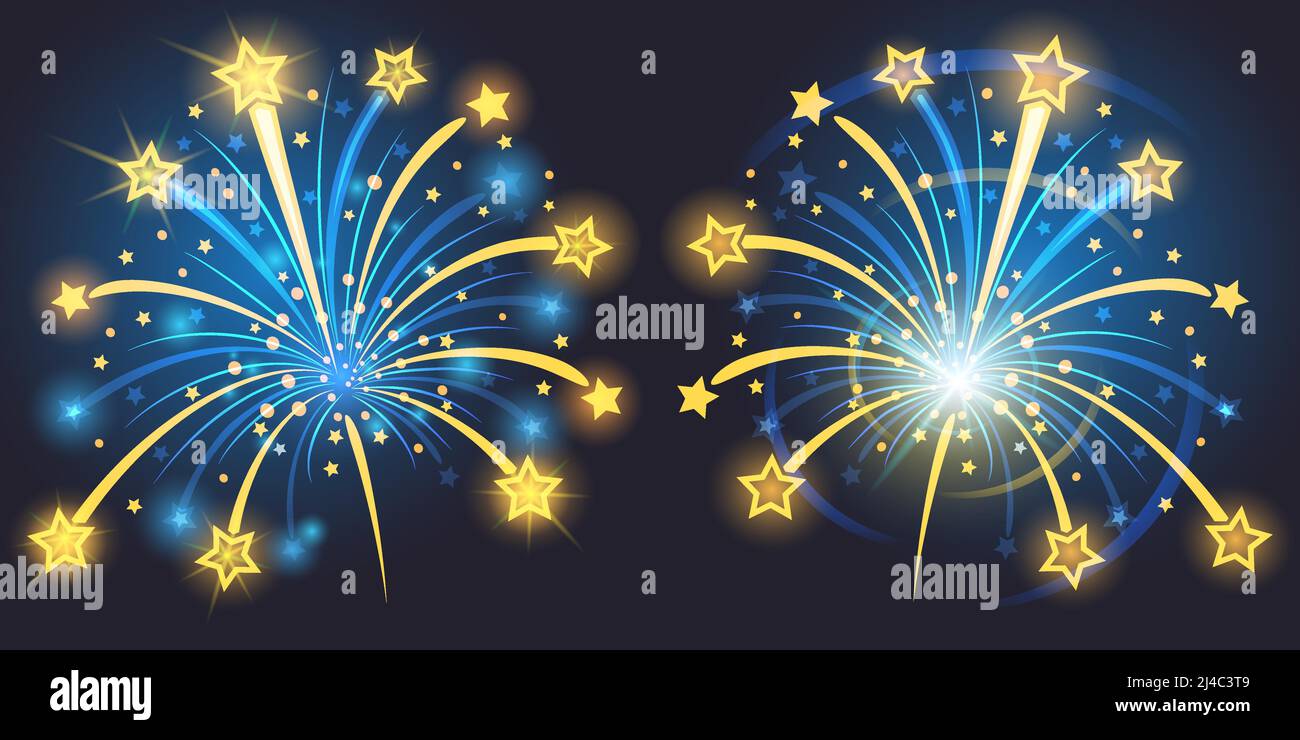Vector Brightly Fireworks with stars and sparks Stock Vector Image ...