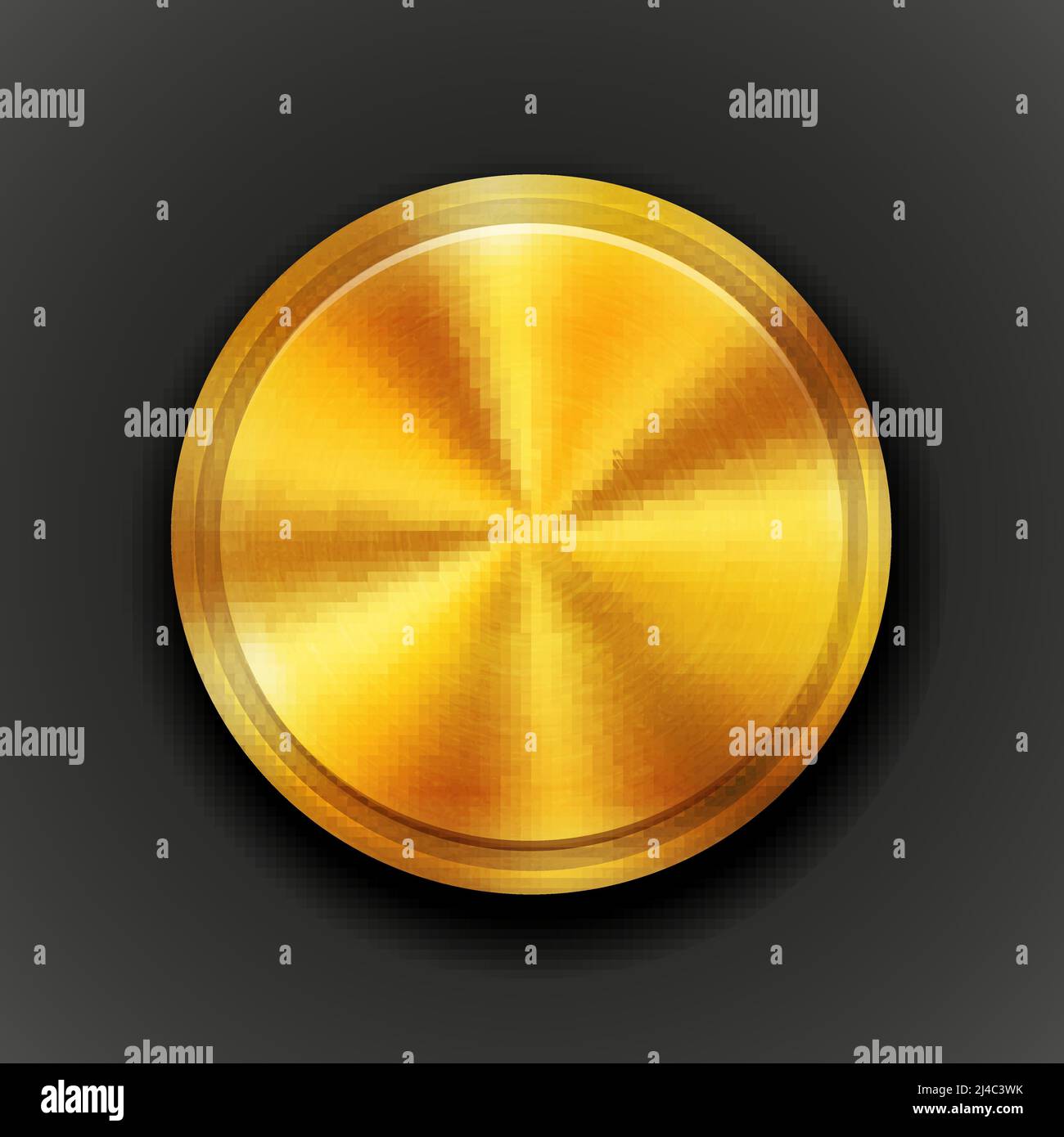 Vector gold round textured metal button with a concentric circle ...