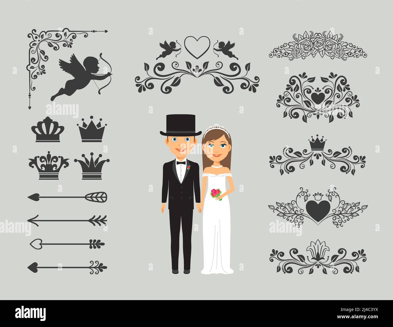 Wedding invitation design elements. Ornate elements for wedding ...