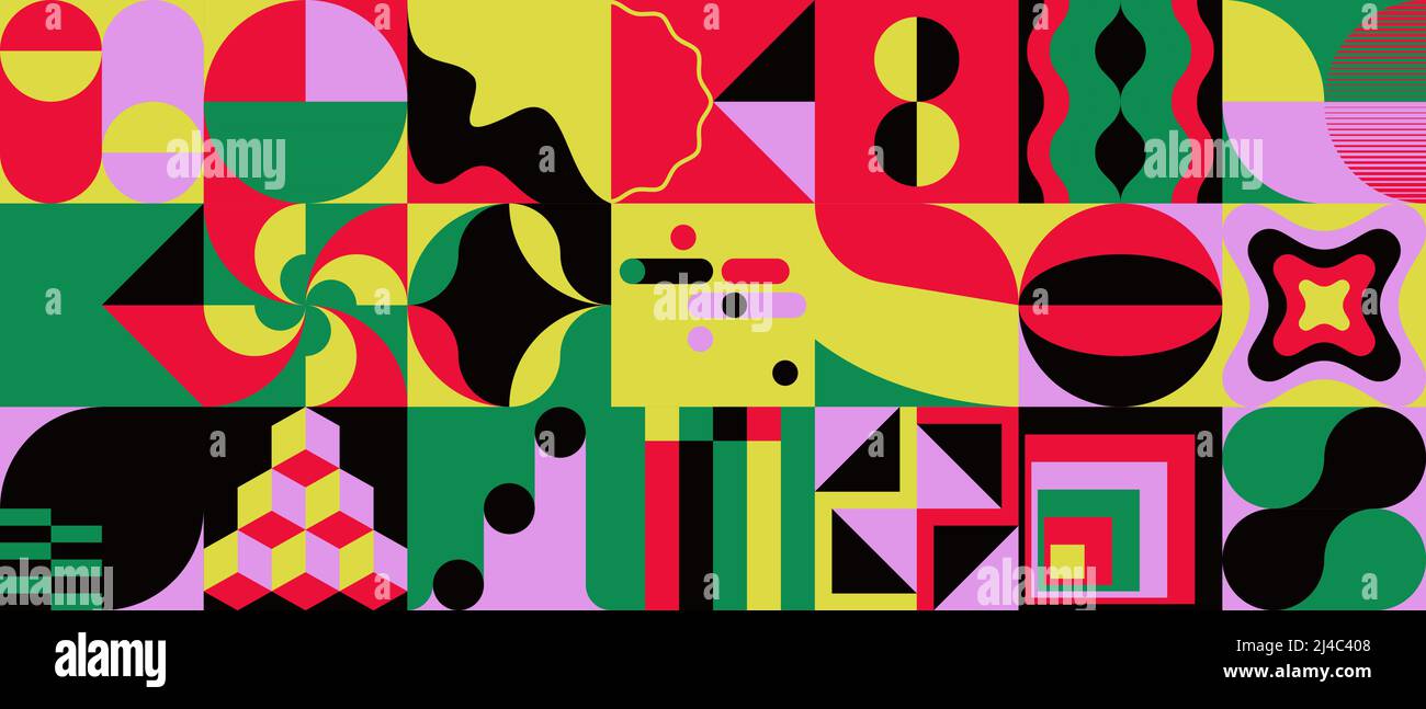 Neo-Geo vector pattern graphics artwork inspired by abstract modernist ...