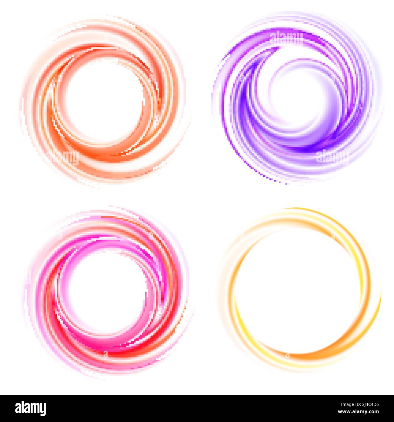 Vector swirling backdrops set. Color spiral, effect curl, shiny and ...
