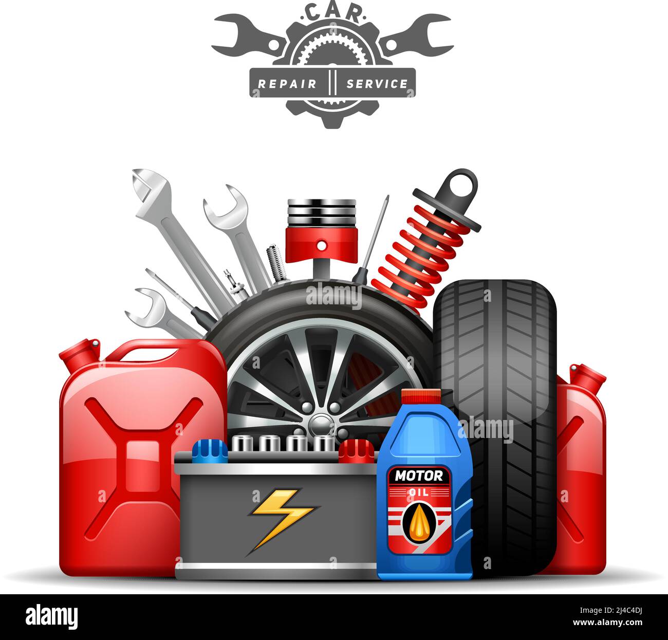 Car service center colorful advertisement composition poster with ...