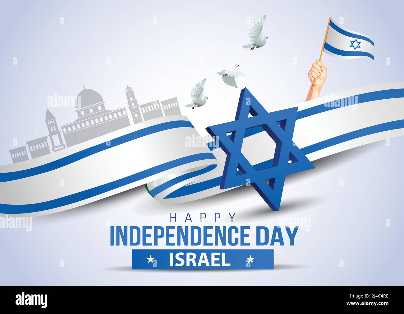Happy Independence Day Israel. Israeli monument and Landmark with ...