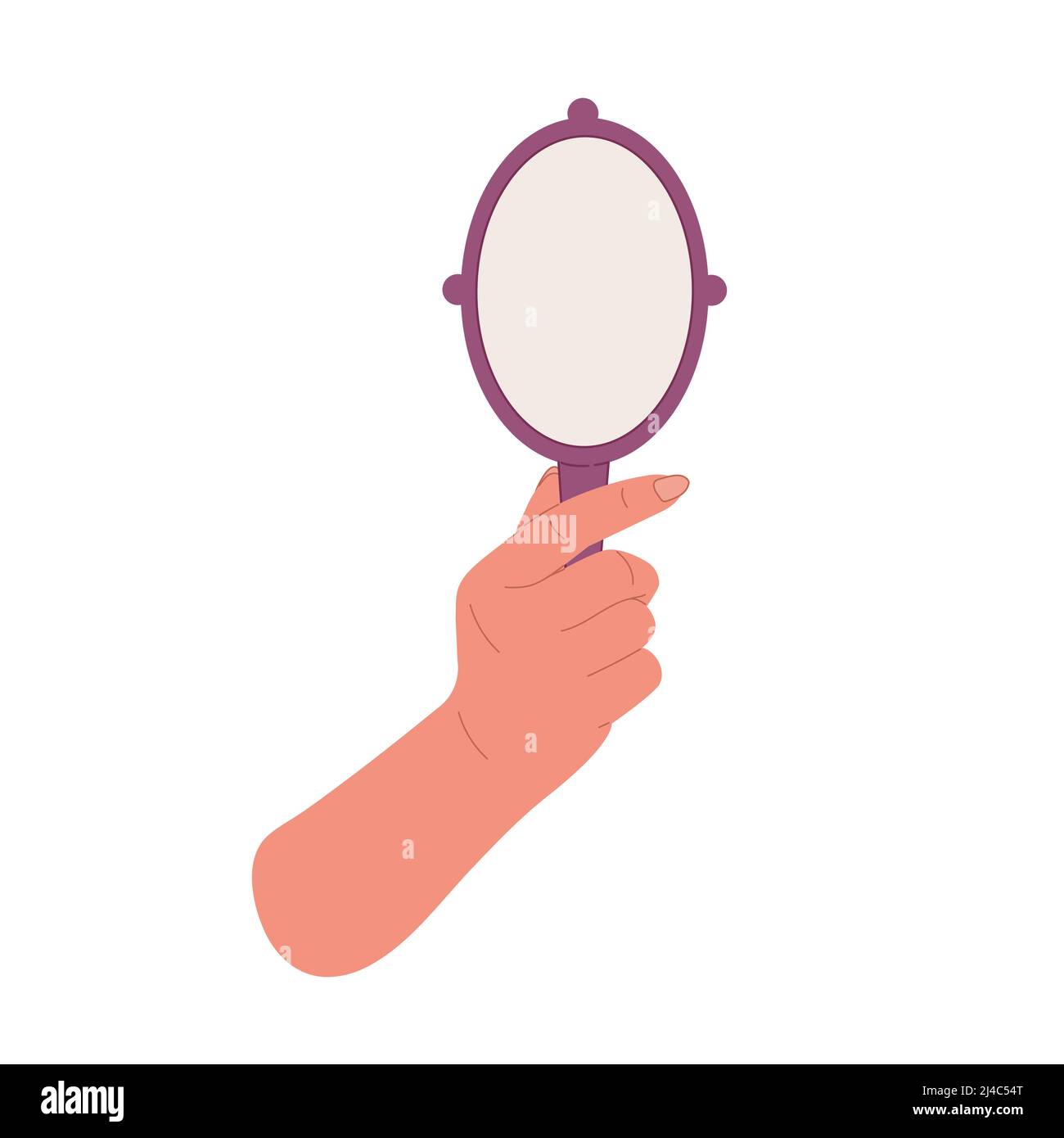 Hand holding oval shaped mirror.Flat cartoon illustration Stock Vector ...