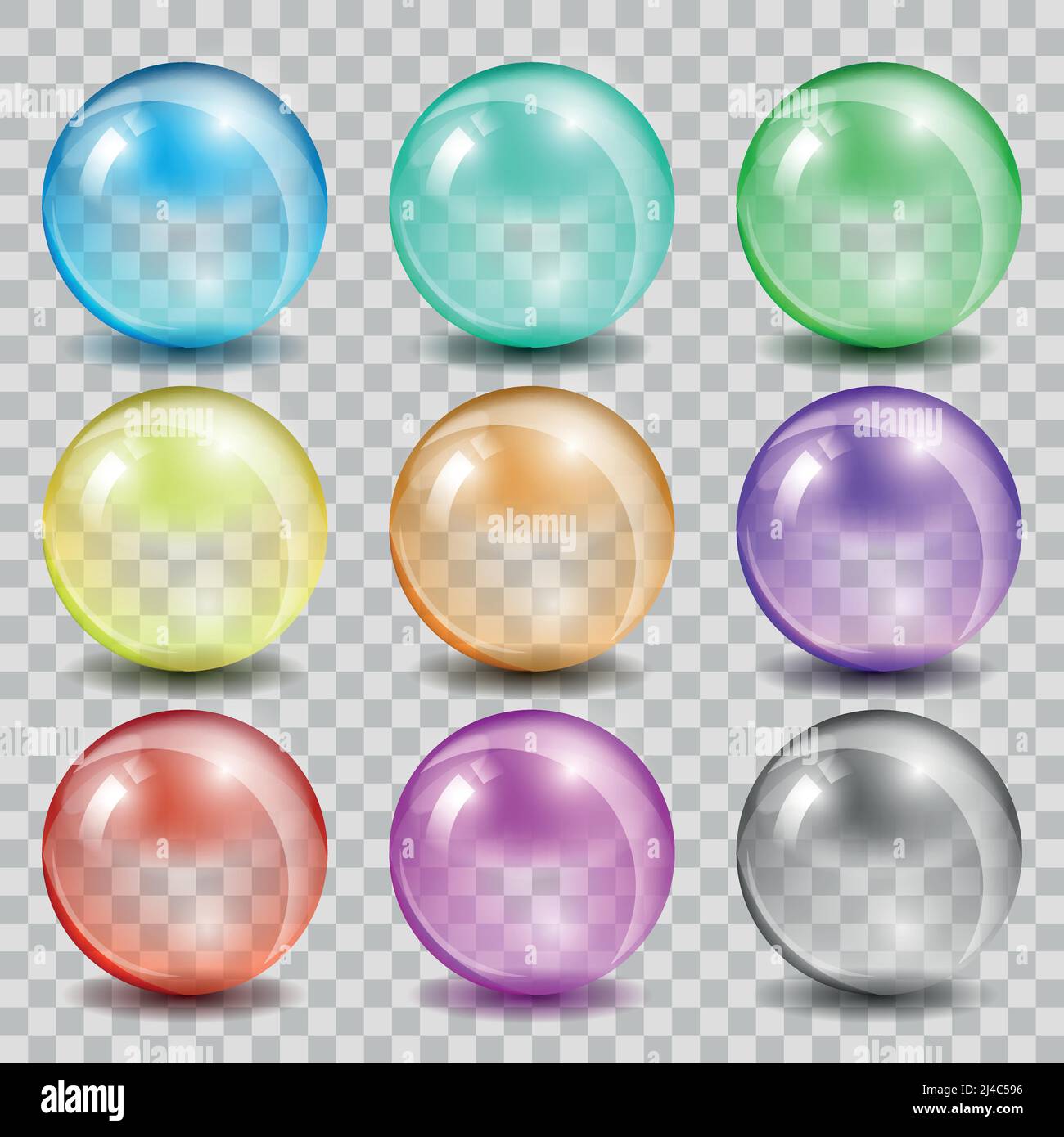Abstract glass color spheres on transparent background. Ball shiny ...