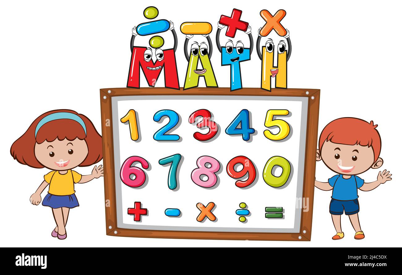 Number 0 to 9 with math symbols illustration Stock Photo - Alamy