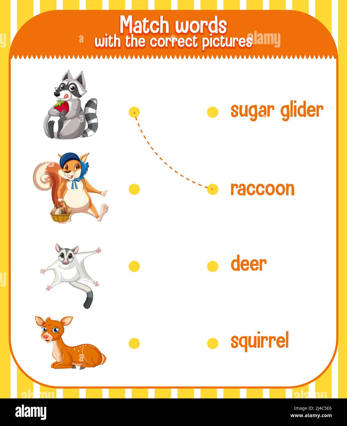 Worksheet design for matching words illustration Stock Photo - Alamy