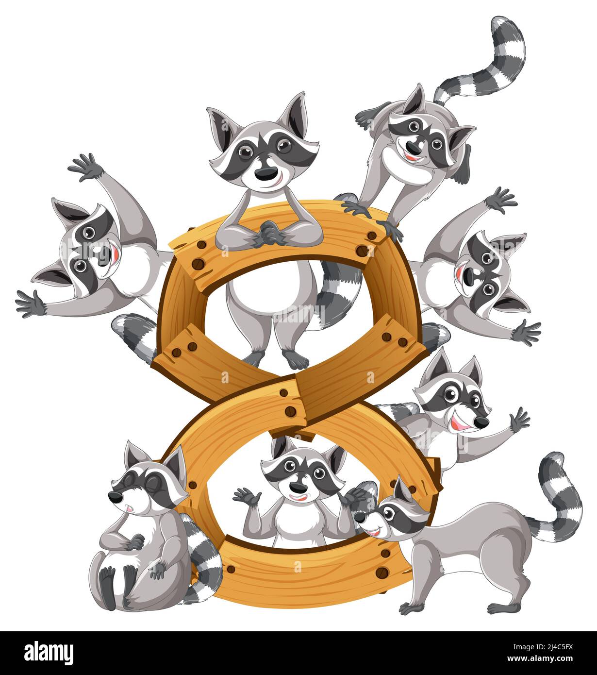 Eight raccoons attached to number eight illustration Stock Photo - Alamy