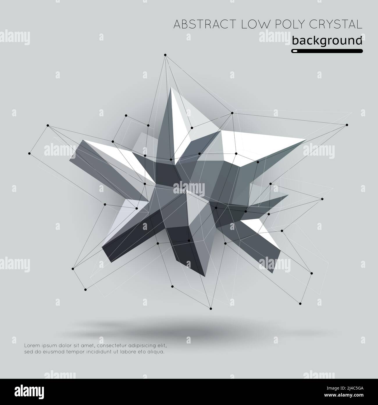 Abstract low poly crystal with connection structure on white background ...