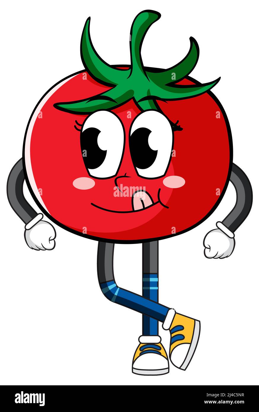Tomato with arms and legs illustration Stock Photo - Alamy