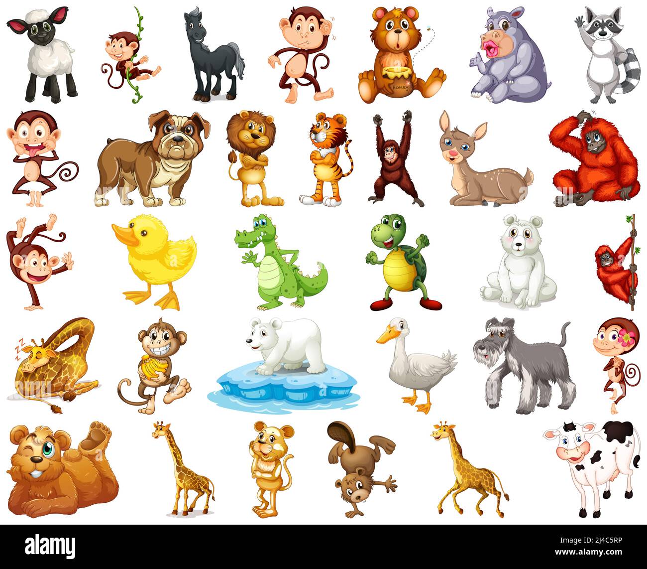 Set of animal cartoon character illustration Stock Photo - Alamy