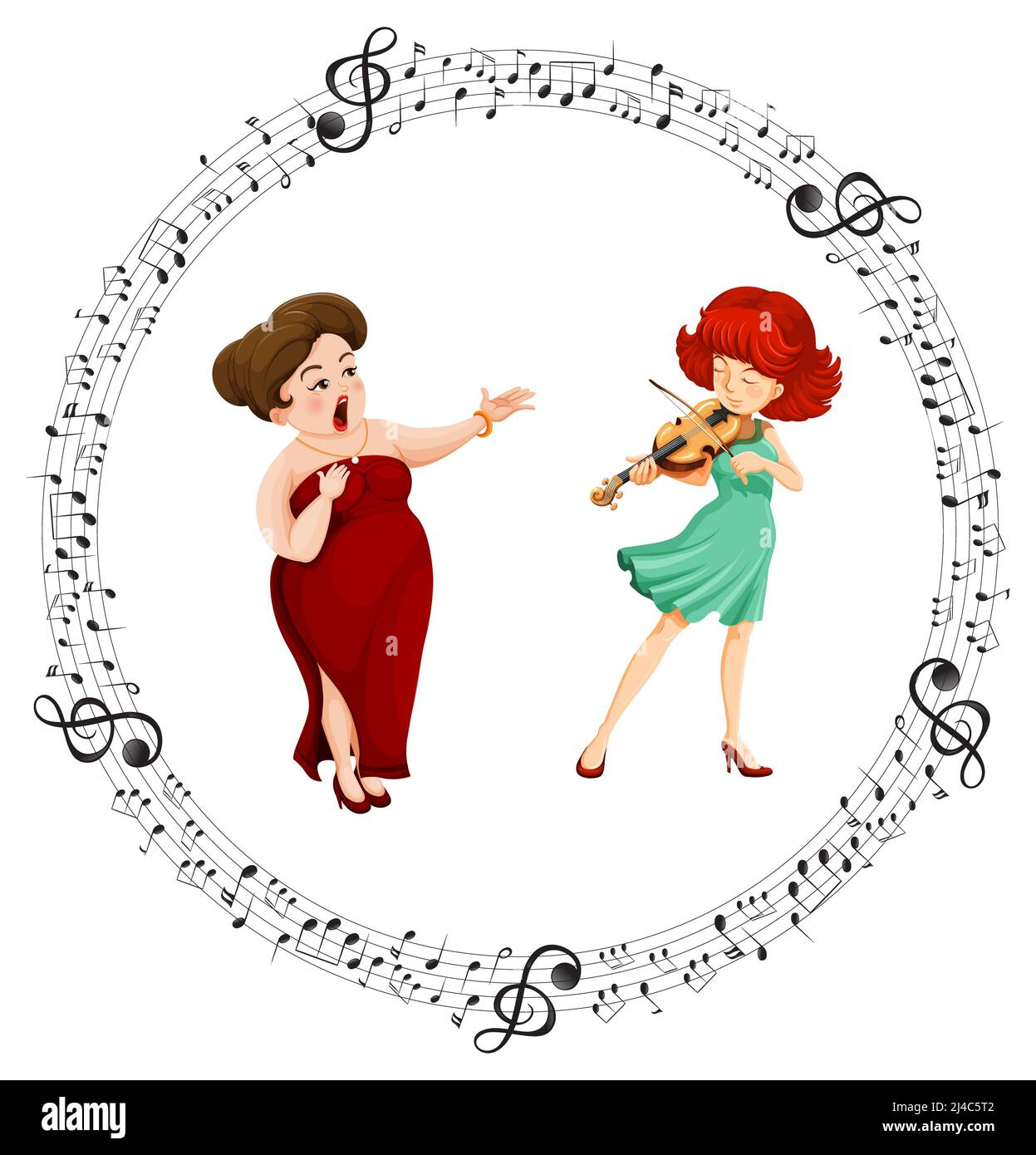 Singer and musician with music melody symbol cartoon illustration Stock ...