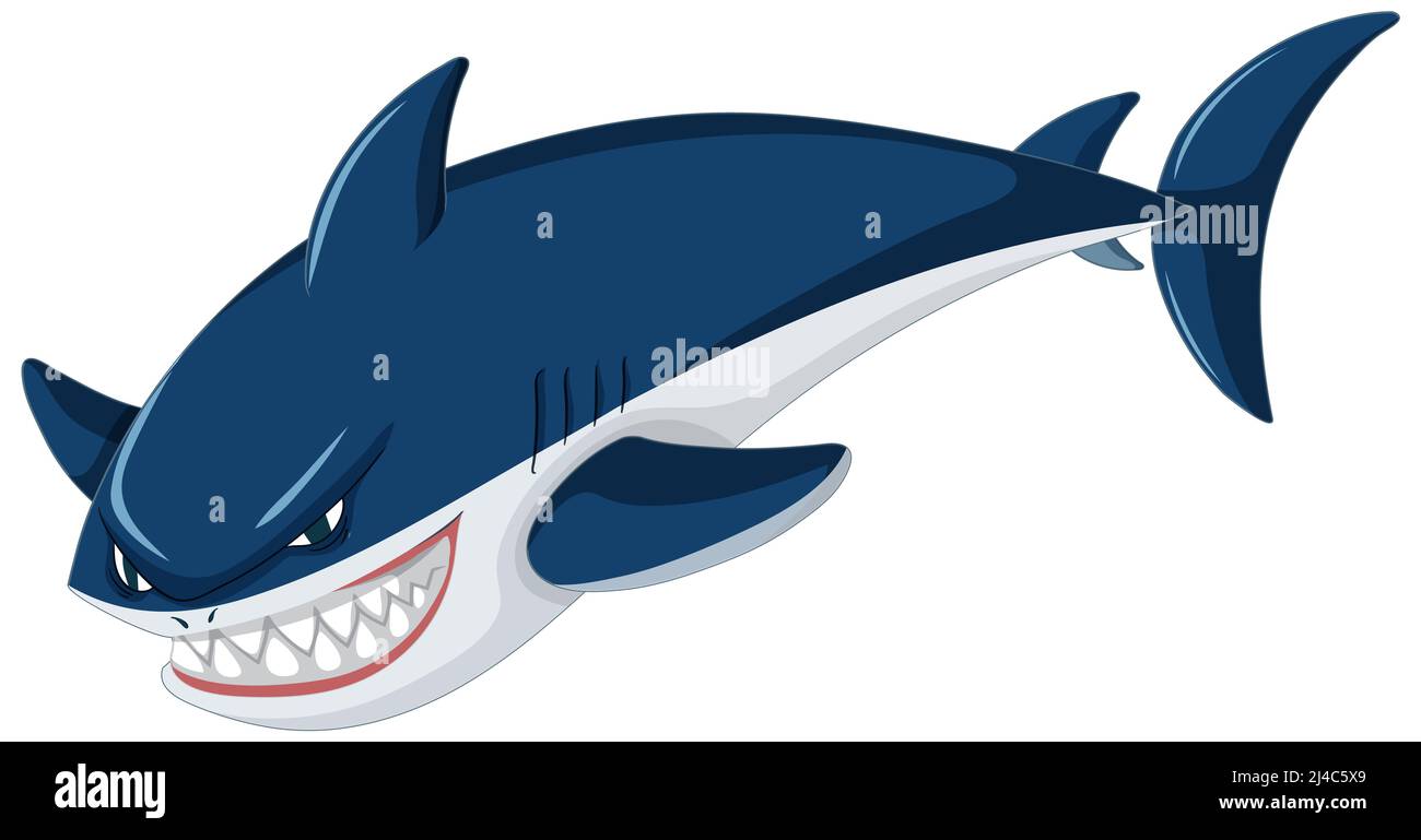 Aggressive great white shark cartoon illustration Stock Photo - Alamy