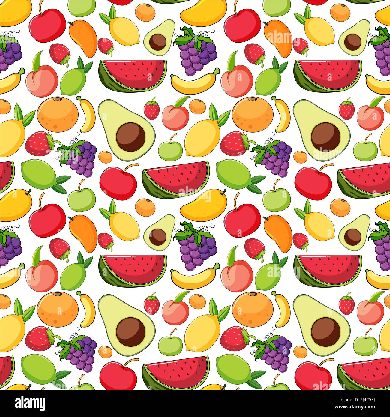 Seamless background design with many fruits illustration Stock Photo ...