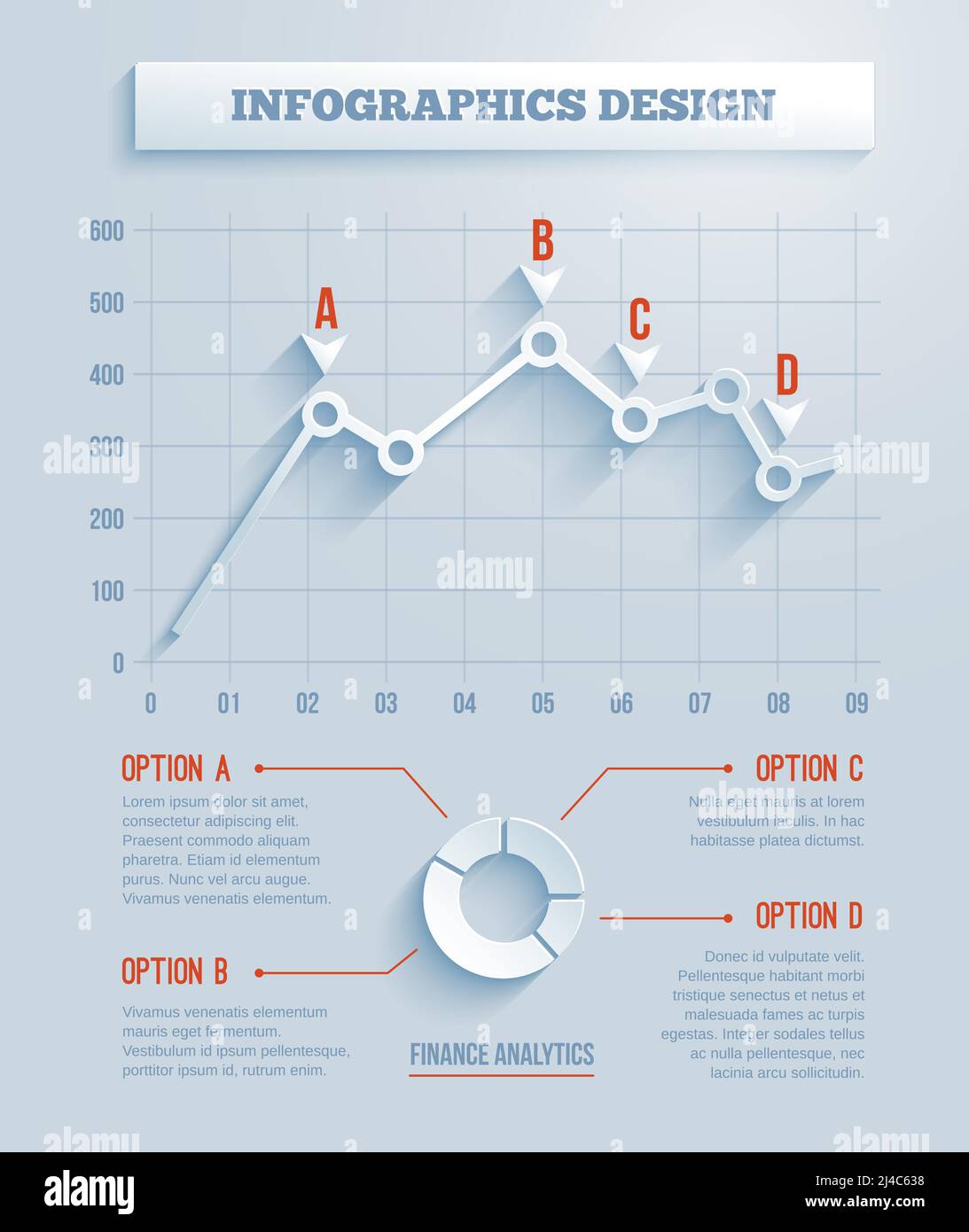 3D Paper Infographics, chart with long shadows. Vector Illustration ...