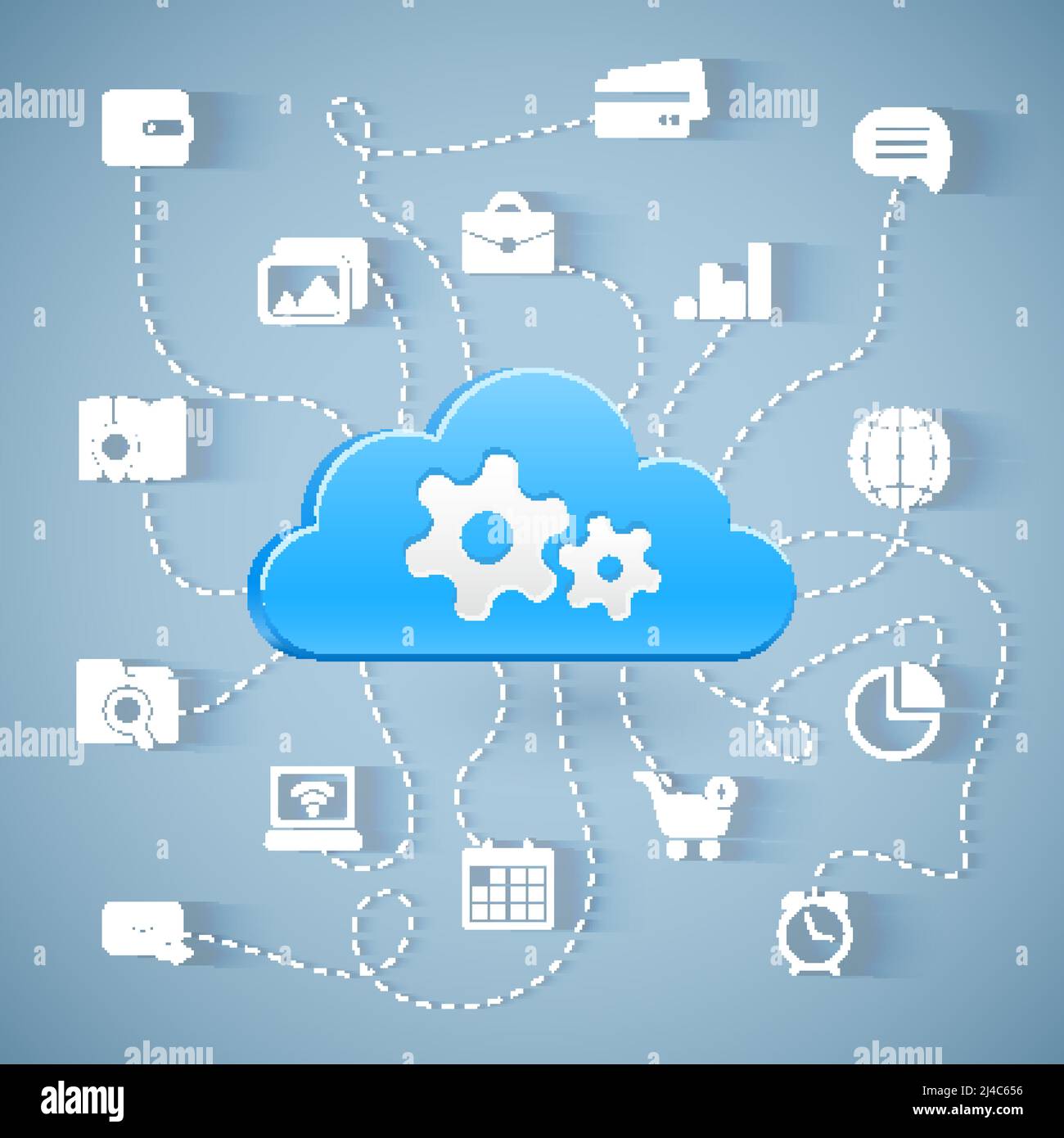 Cloud computing technology scheme with long shadows, vector eps10 ...